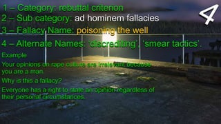 Fallacies of Rebuttal: Fallacies of counter-evidence, Ad Hominem, and ...