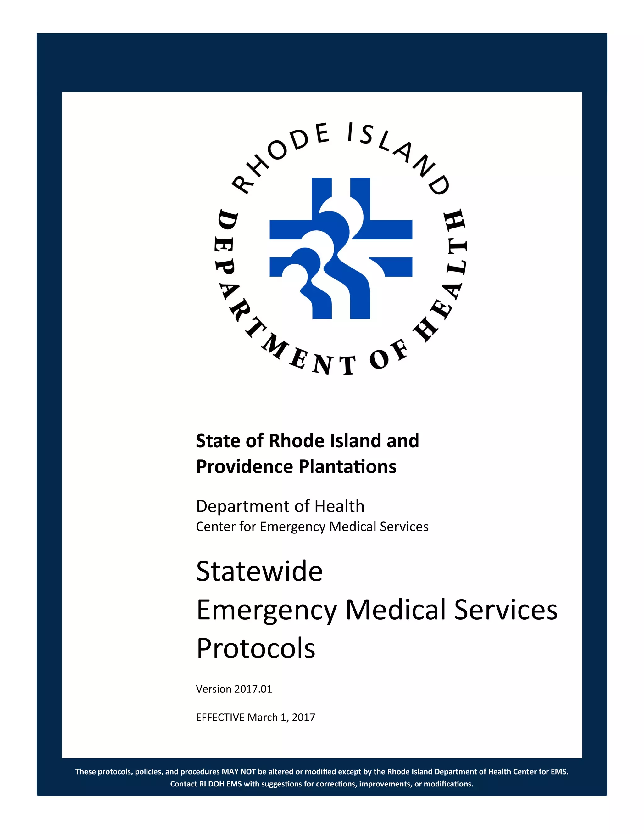 2017 RI EMS Statewide Protocols - 2017-01 | PDF