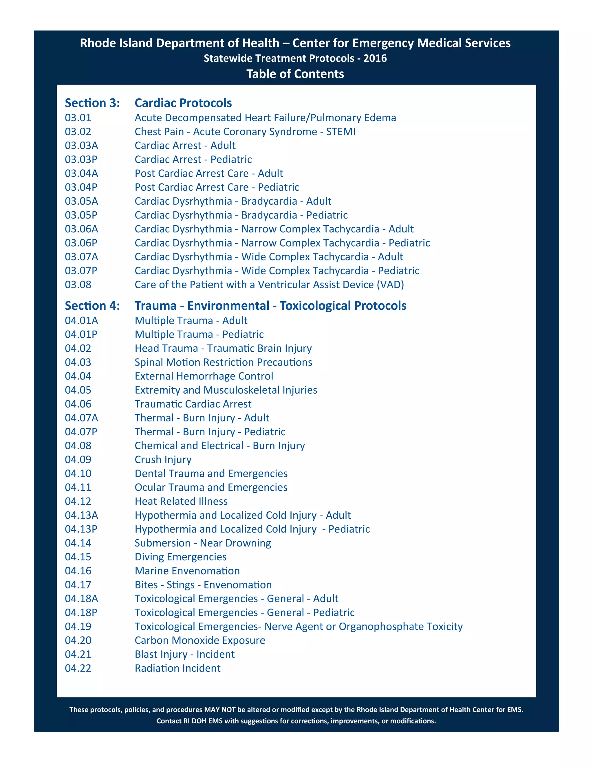 2017 RI EMS Statewide Protocols - 2017-01 | PDF