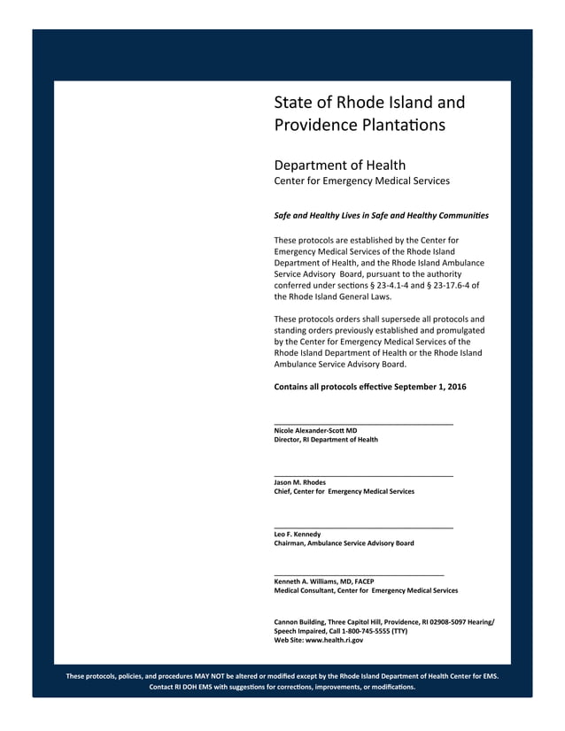 2017 RI EMS Statewide Protocols - 2017-01 | PDF