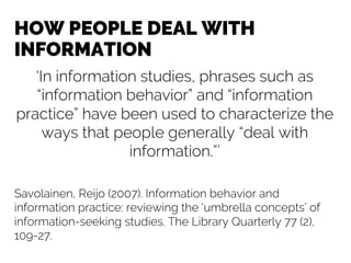 Information experience: a new domain and object of research | PPT