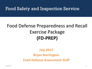 Food Defense Preparedness and Recall Exercise Package | PDF