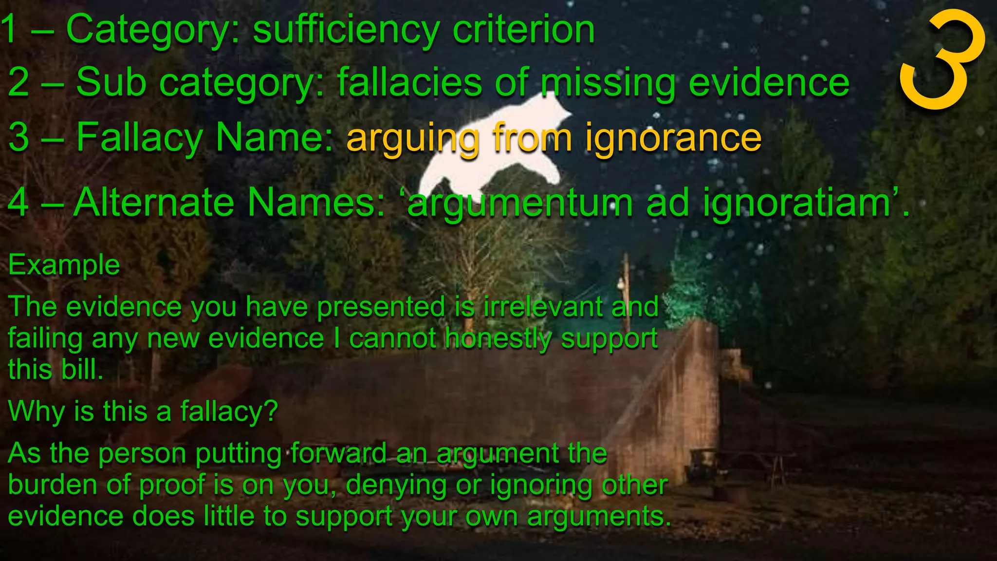 Fallacies of Sufficiency: Missing Evidence and Causal Fallacies | PPT