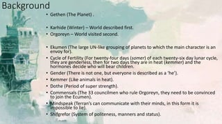 The left hand of darkness - Guide to the Novel | PPTX