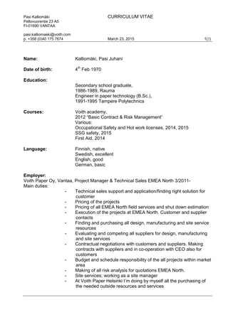 CV Pasi Kalliomäki | PDF