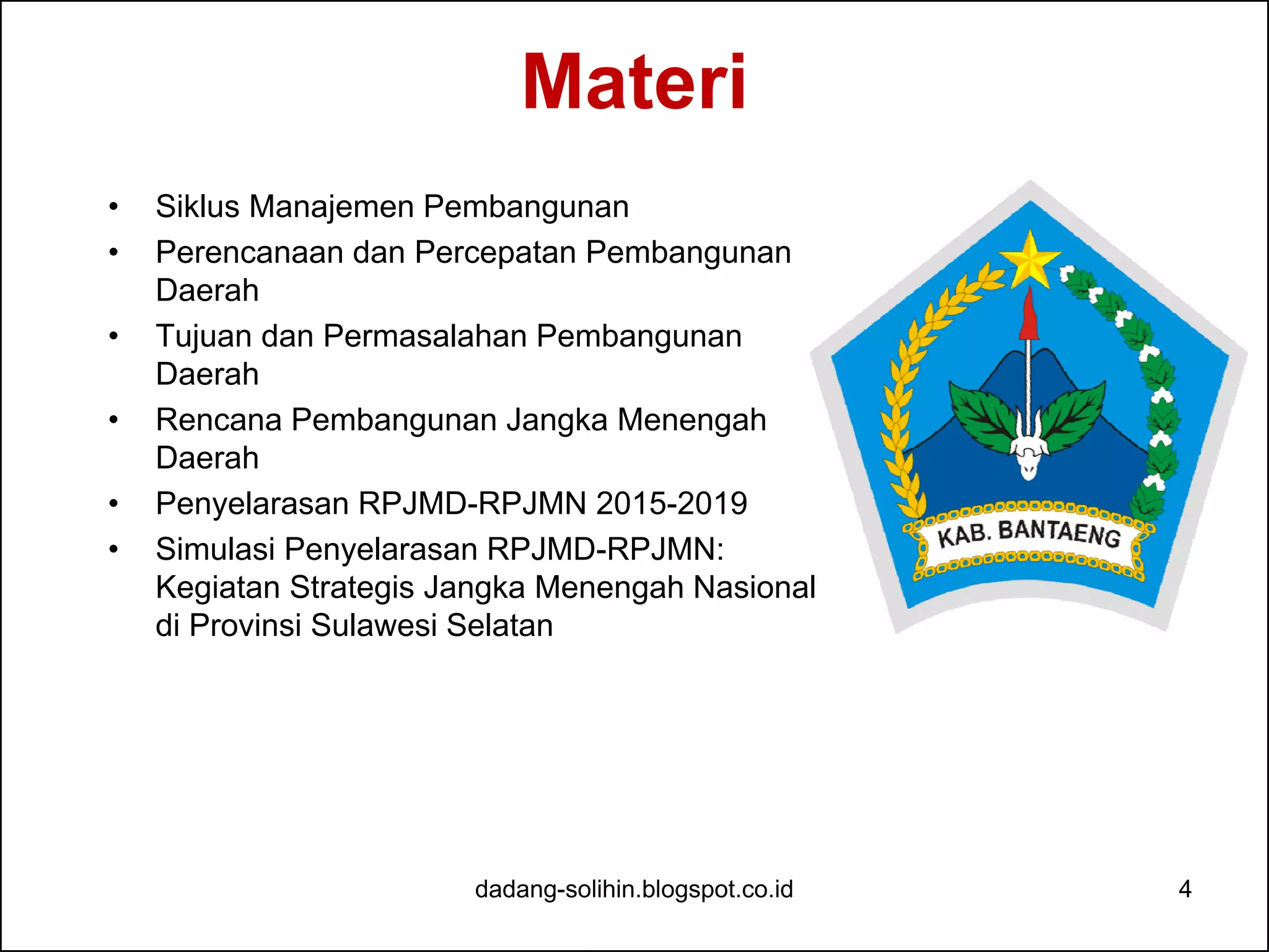 Dokumen Perencanaan Pembangunan Daerah dan Penyelarasan RPJMD-RPJMN | PDF