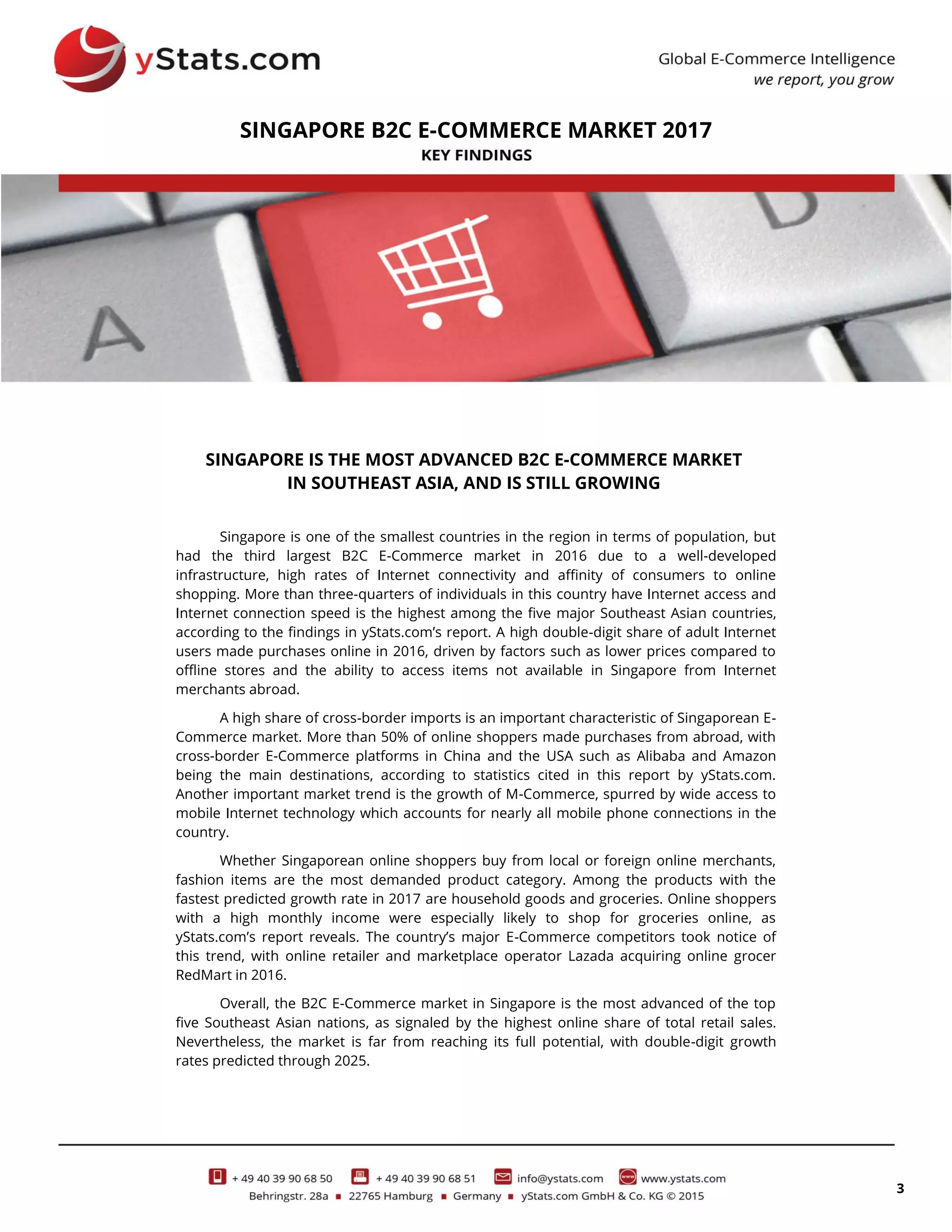 Product Brochure: Singapore B2C E-Commerce Market 2017 | PDF