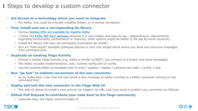 Open Source Iot Project Flogo Building A Custom Apache Kafka Connector Ppt