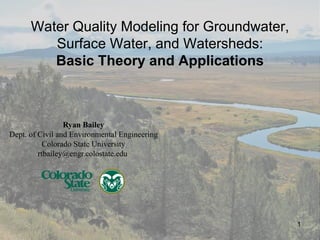 Water Quality Modeling for Groundwater, Surface Water, and Watersheds ...