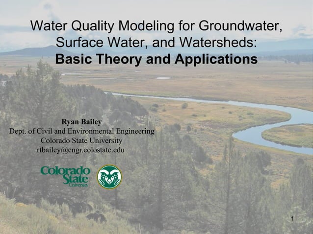 Water Quality Modeling for Groundwater, Surface Water, and Watersheds: Basic Theory and ...