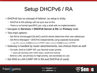 High Availability on pfSense 2.4 - pfSense Hangout March 2017 | PPT