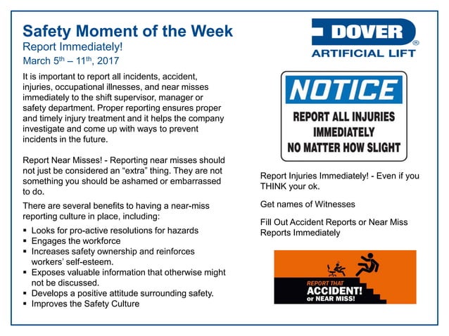 Dover ALS Safety Moment of the Week 06-Mar-2017 | PPT