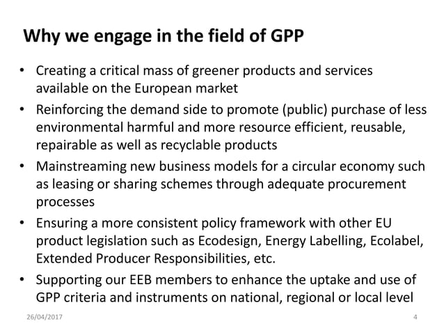 NGOs engaging in the field of Green Public Procurement (GPP) | PPT