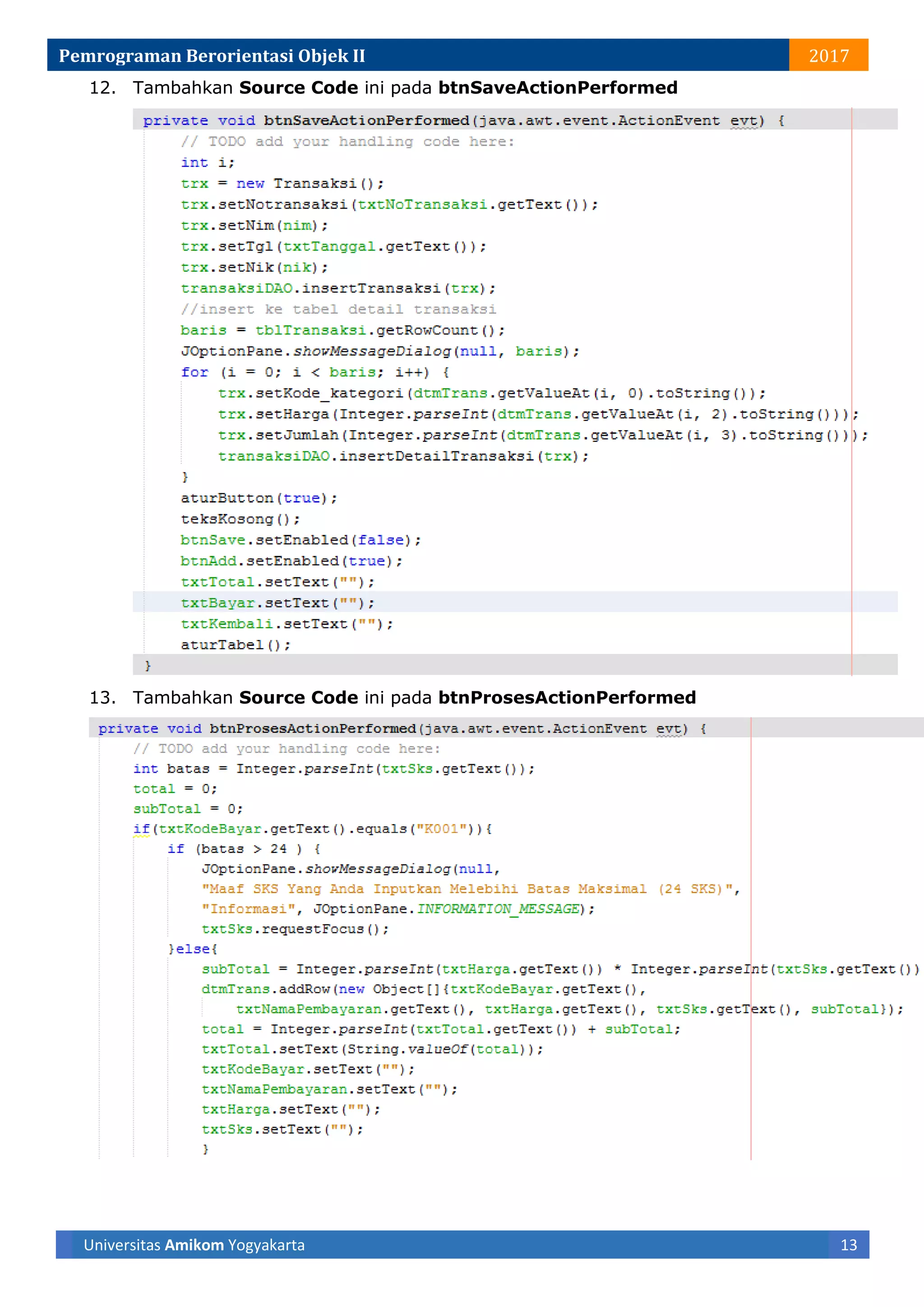 cara membuat Form Transaksi Java | PDF