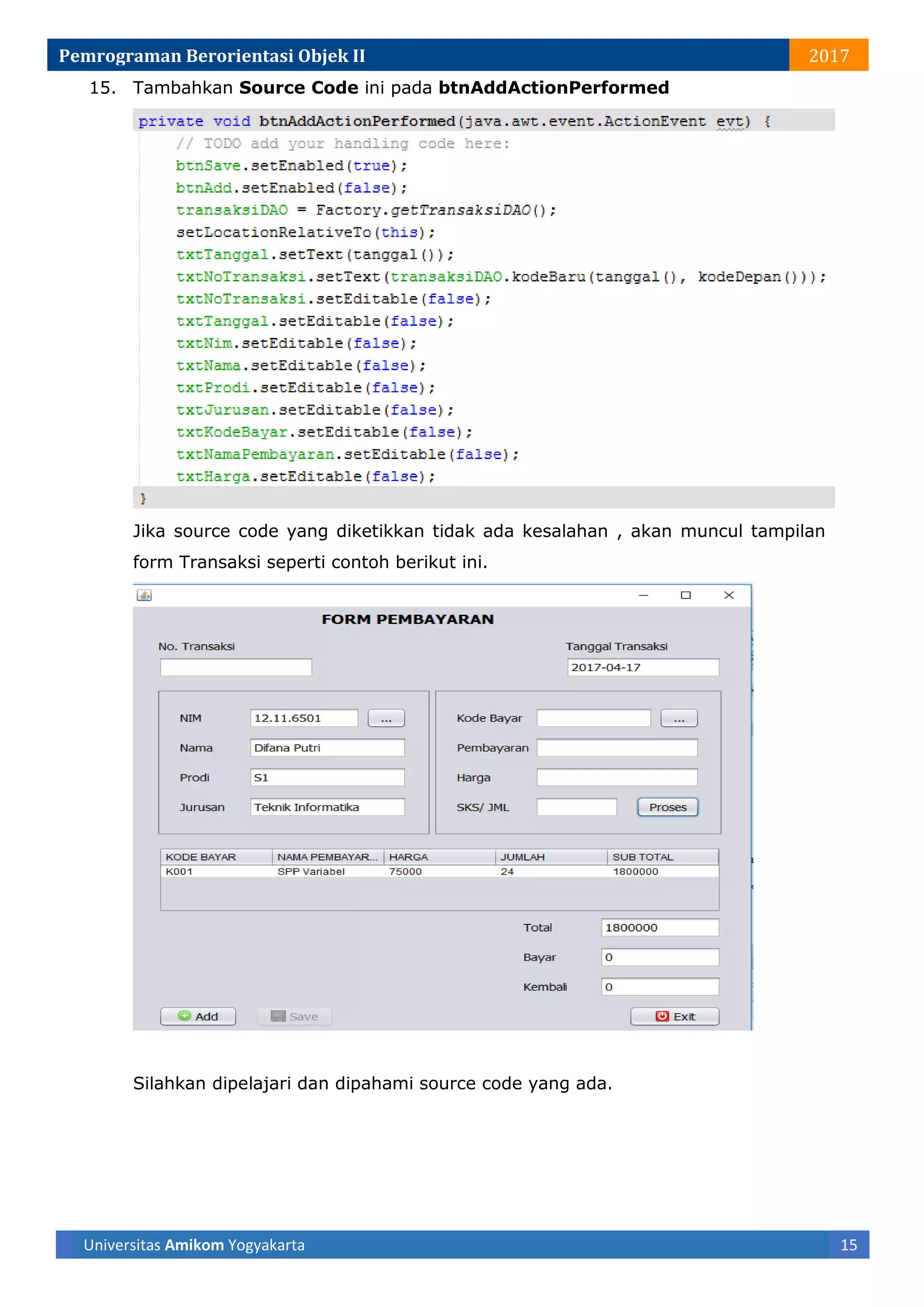 cara membuat Form Transaksi Java | PDF