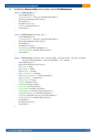 cara membuat Form Transaksi Java | PDF