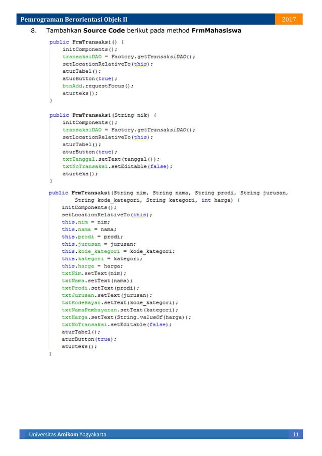cara membuat Form Transaksi Java | PDF