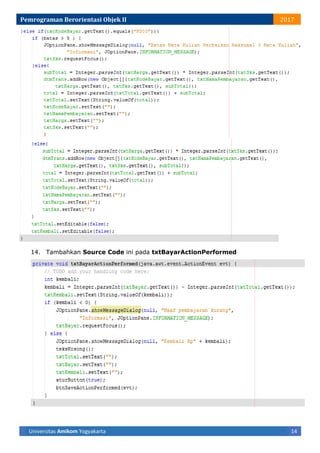 cara membuat Form Transaksi Java | PDF