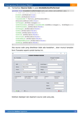 cara membuat Form Transaksi Java | PDF