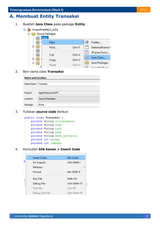 cara membuat Form Transaksi Java | PDF