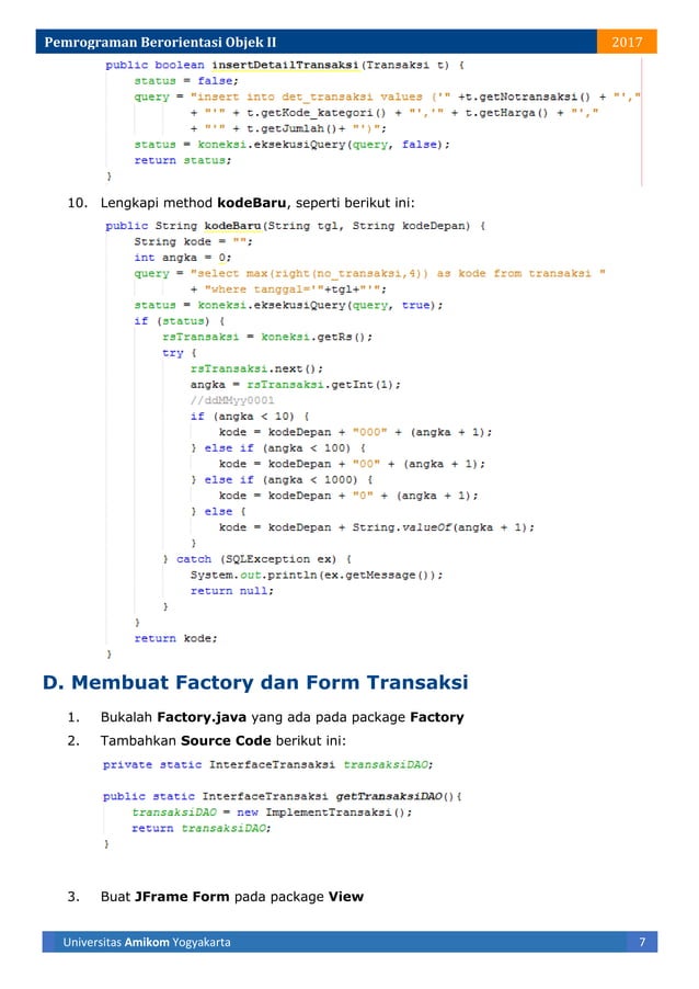 cara membuat Form Transaksi Java | PDF