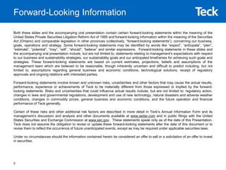 2016 Teck Sustainability Report Conference Call | PPT