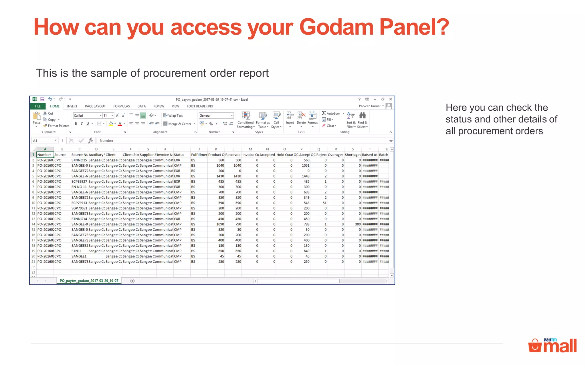 Fulfillment Center : Delhivery Godam Panel | PPT