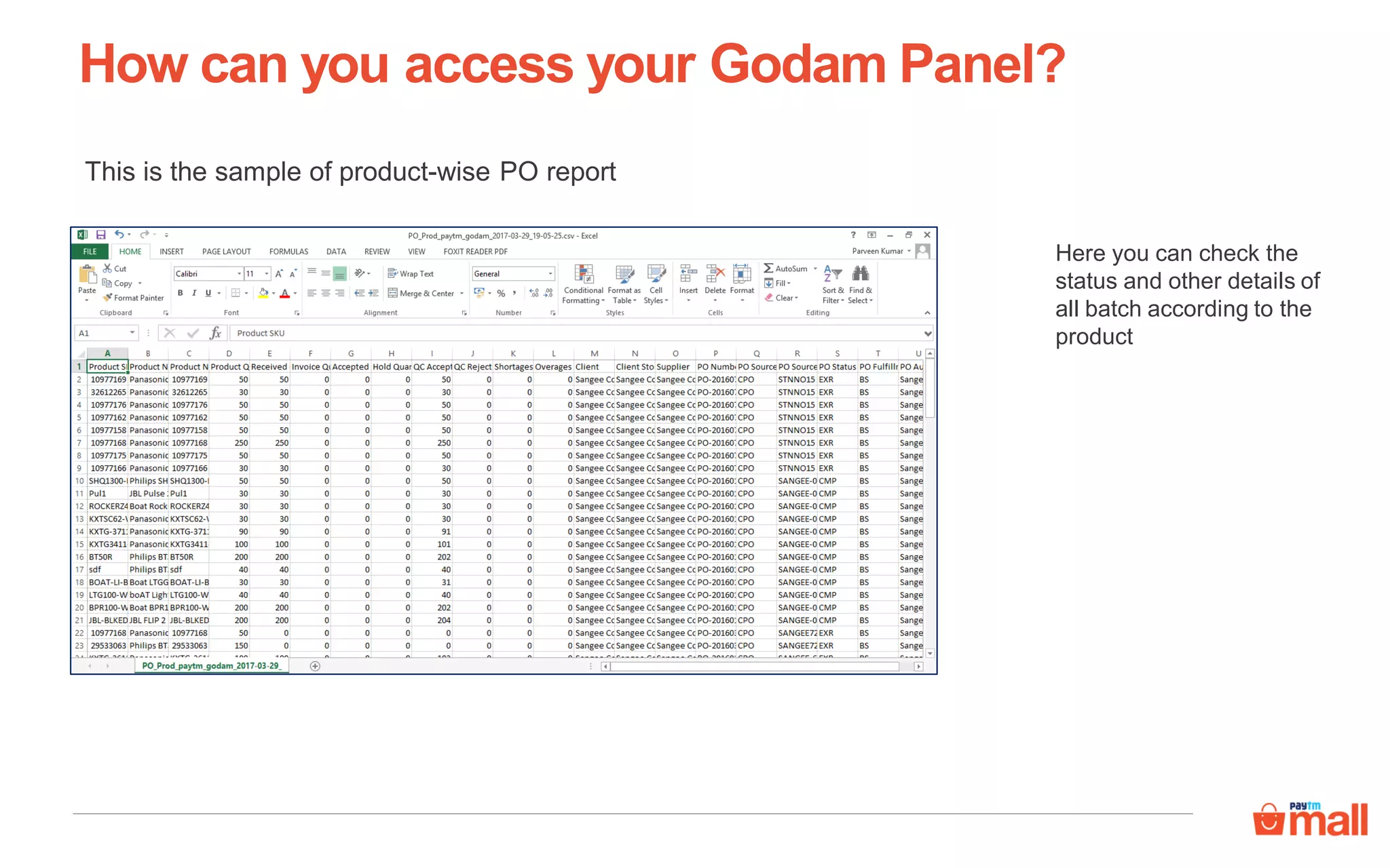 Fulfillment Center : Delhivery Godam Panel | PPT