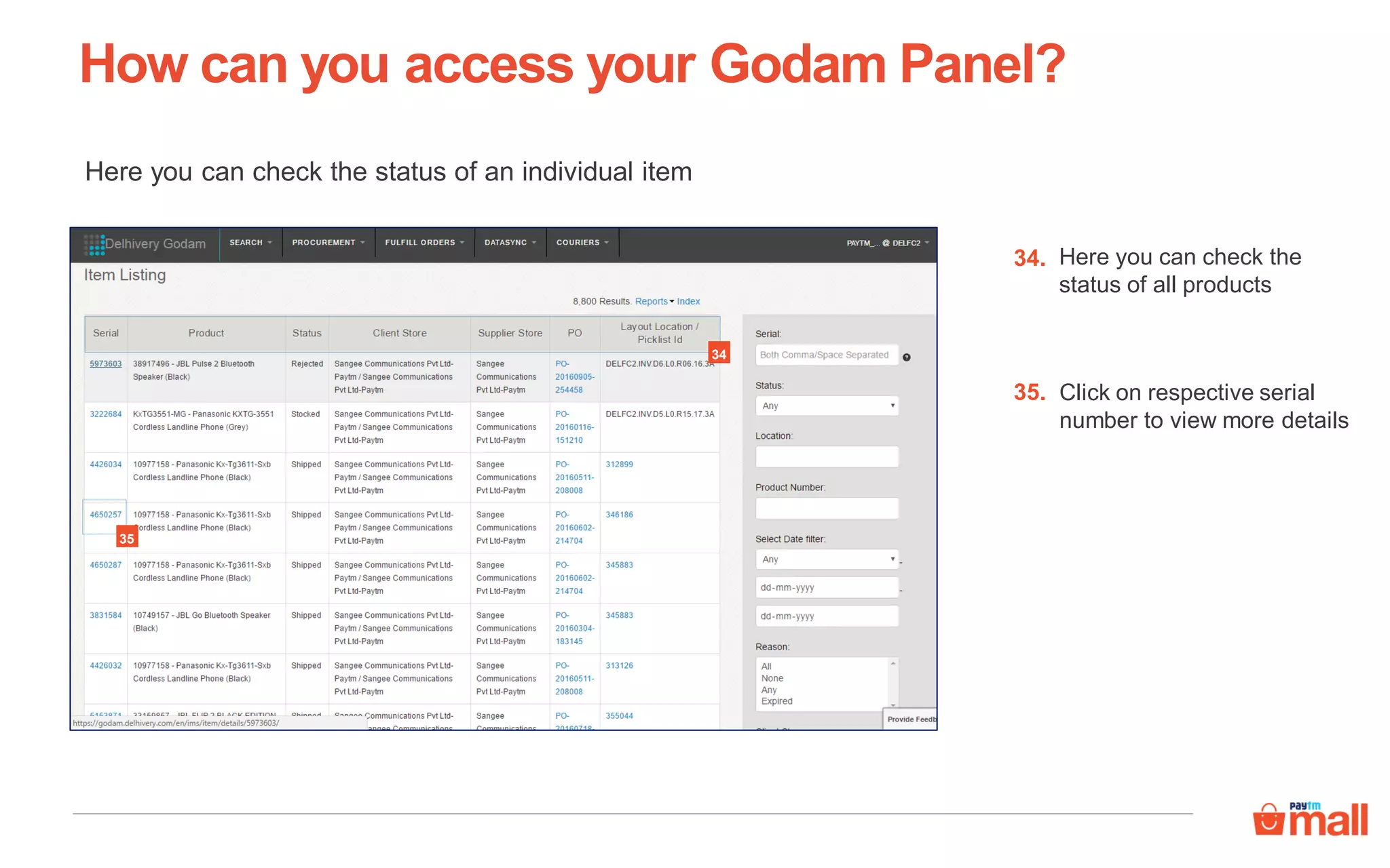 Fulfillment Center : Delhivery Godam Panel | PPT
