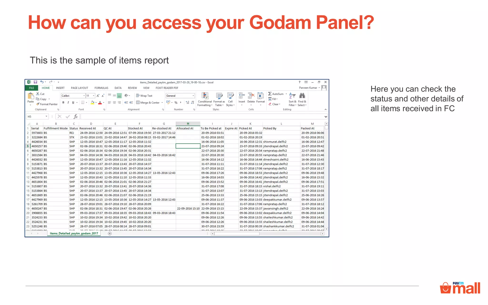 Fulfillment Center : Delhivery Godam Panel | PPT