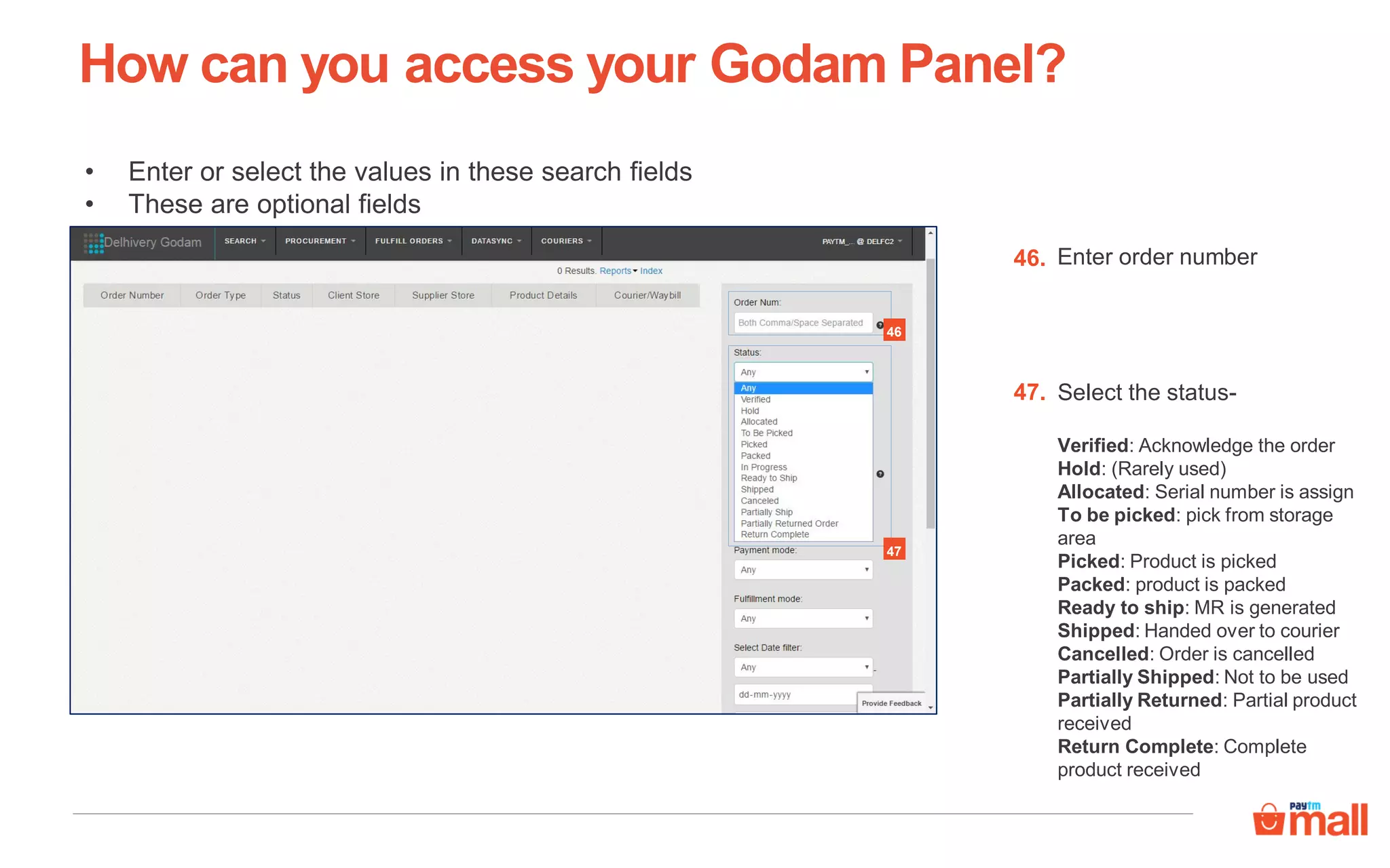 Fulfillment Center : Delhivery Godam Panel | PPT