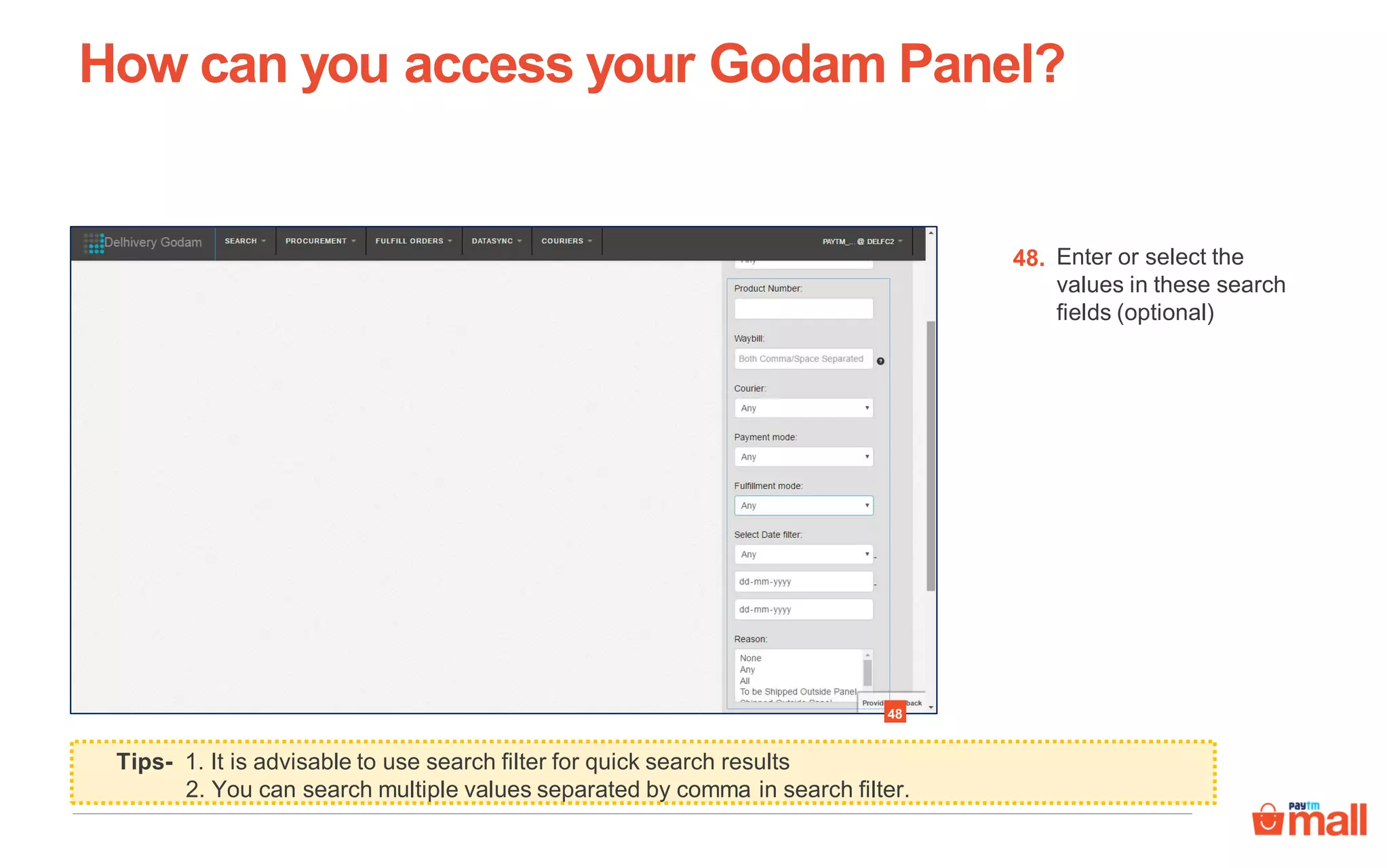 Fulfillment Center : Delhivery Godam Panel | PPT