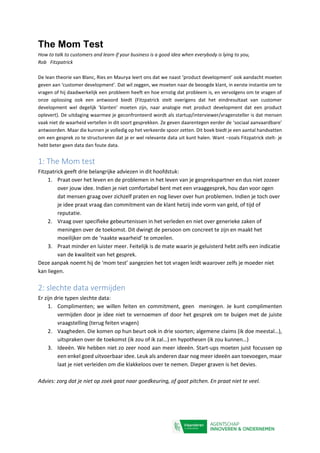 20170611 bs the mom test samenvatting | PDF