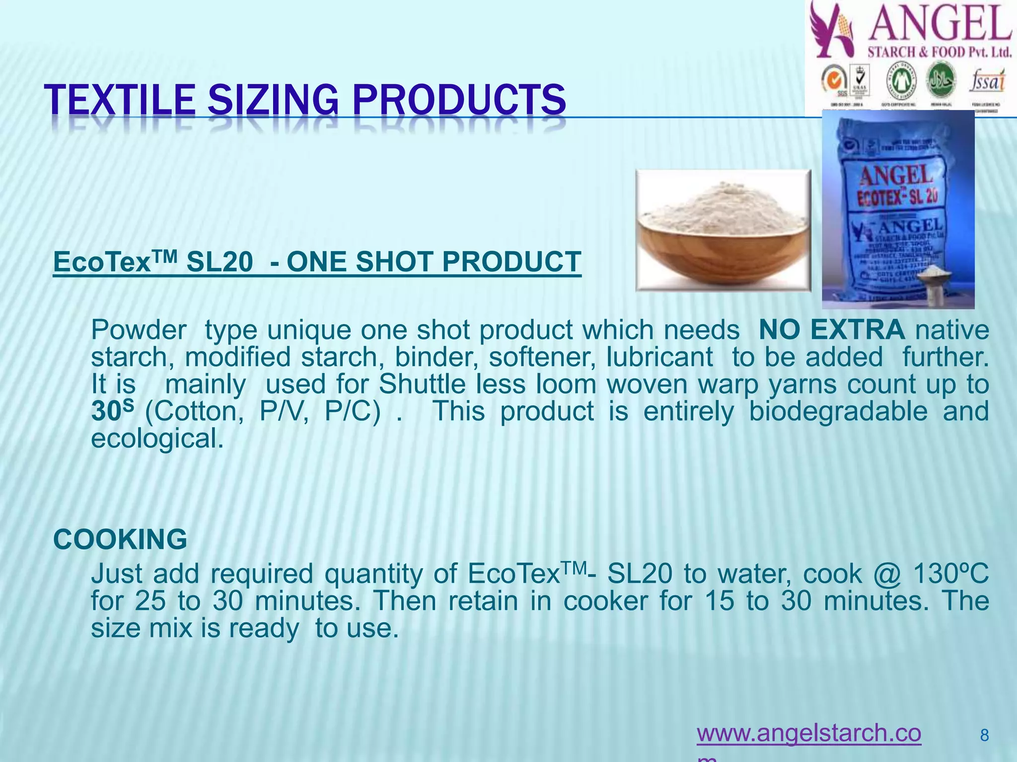Textile Sizing Product - Angel Starch & Food Pvt Ltd | PPT