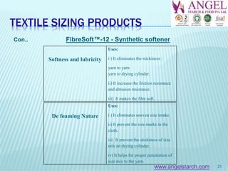 Textile Sizing Product - Angel Starch & Food Pvt Ltd | PPTX