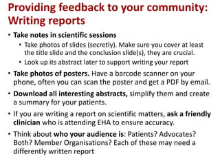 How to get the most of EHA as a patient advocate | PPT