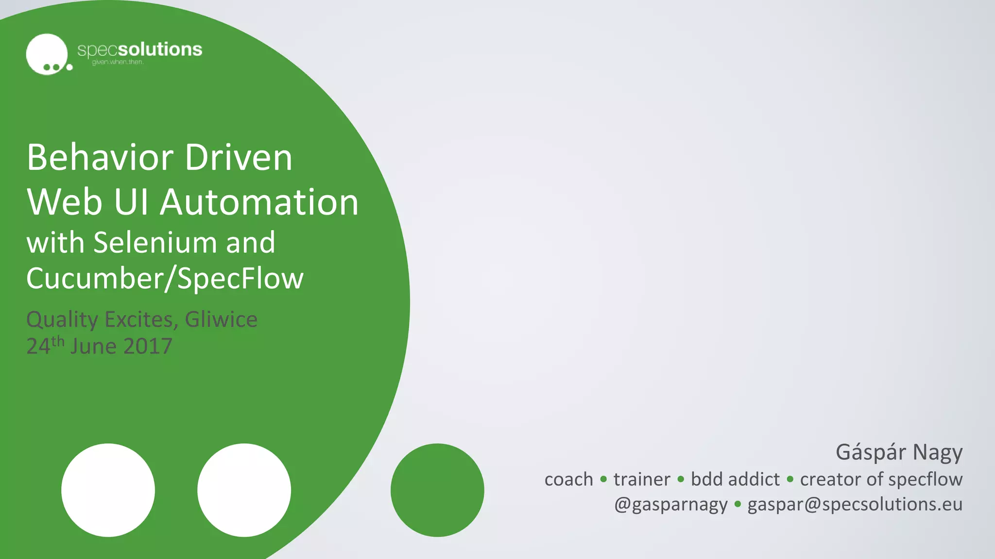 Behavior Driven Web UI Automation with Selenium and Cucumber/SpecFlow ...