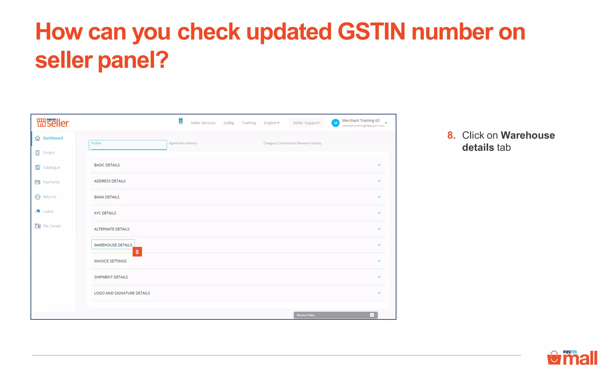 Check updated GSTIN number on seller panel | PPT