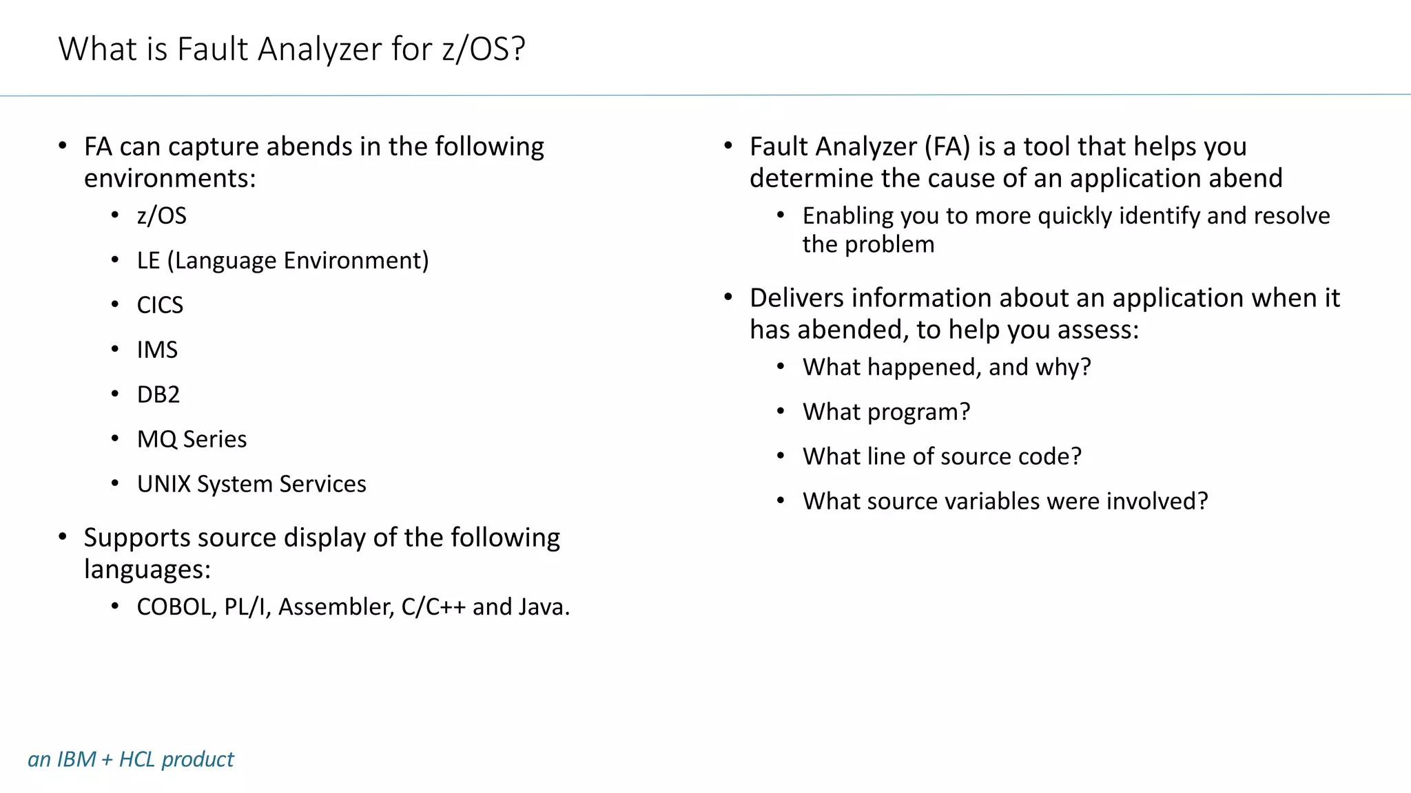 Fault Analyzer for z/OS Overview | PDF