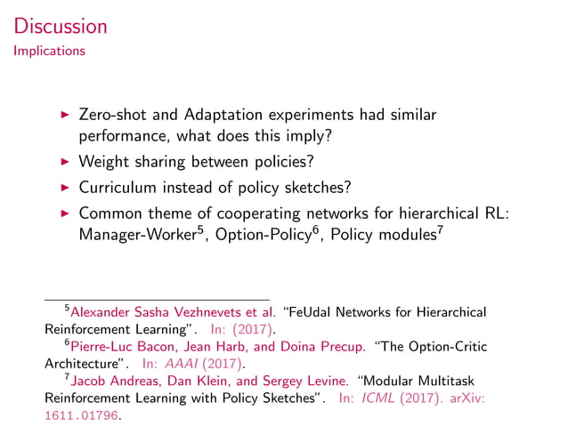 Modular Multitask Reinforcement Learning with Policy Sketches | PPT