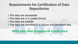 Data management principles and trusted data repositories/Lynn Woolfrey ...