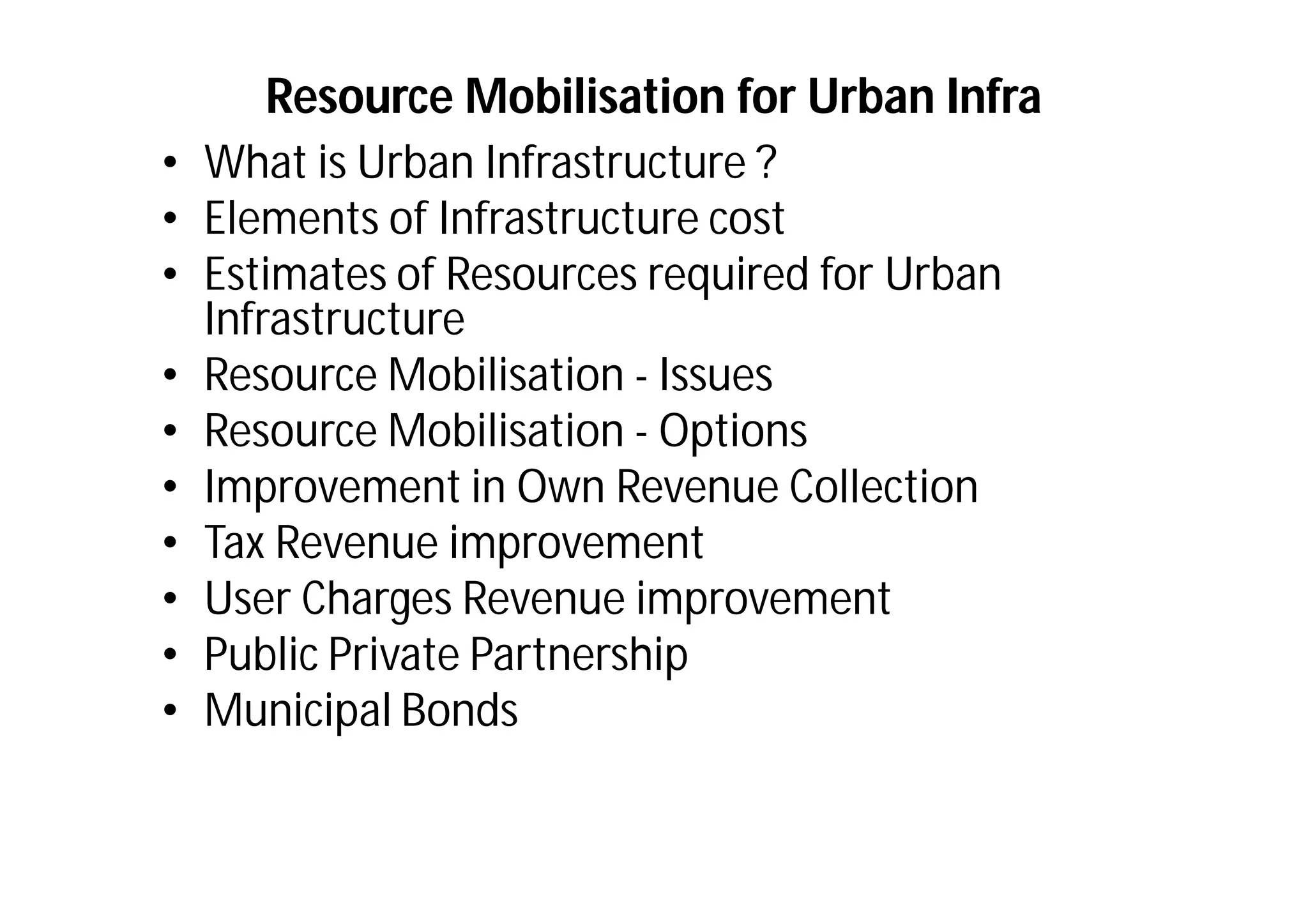 Resource mobilization for Urban infrastructure | PDF