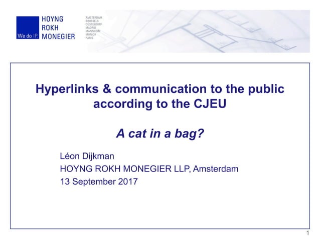 Hyperlinks and communication to the public | PDF | Law