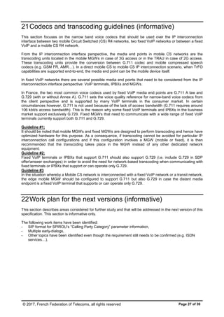 IP interconnexion : interface specification based on SIP/SDP (v2.1) | PDF