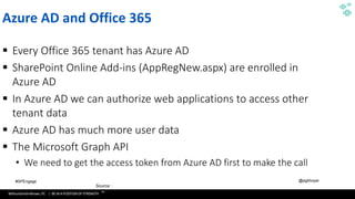 SPEngage Raleigh 2017 Azure Active Directory For Office 365 Developers | PPT