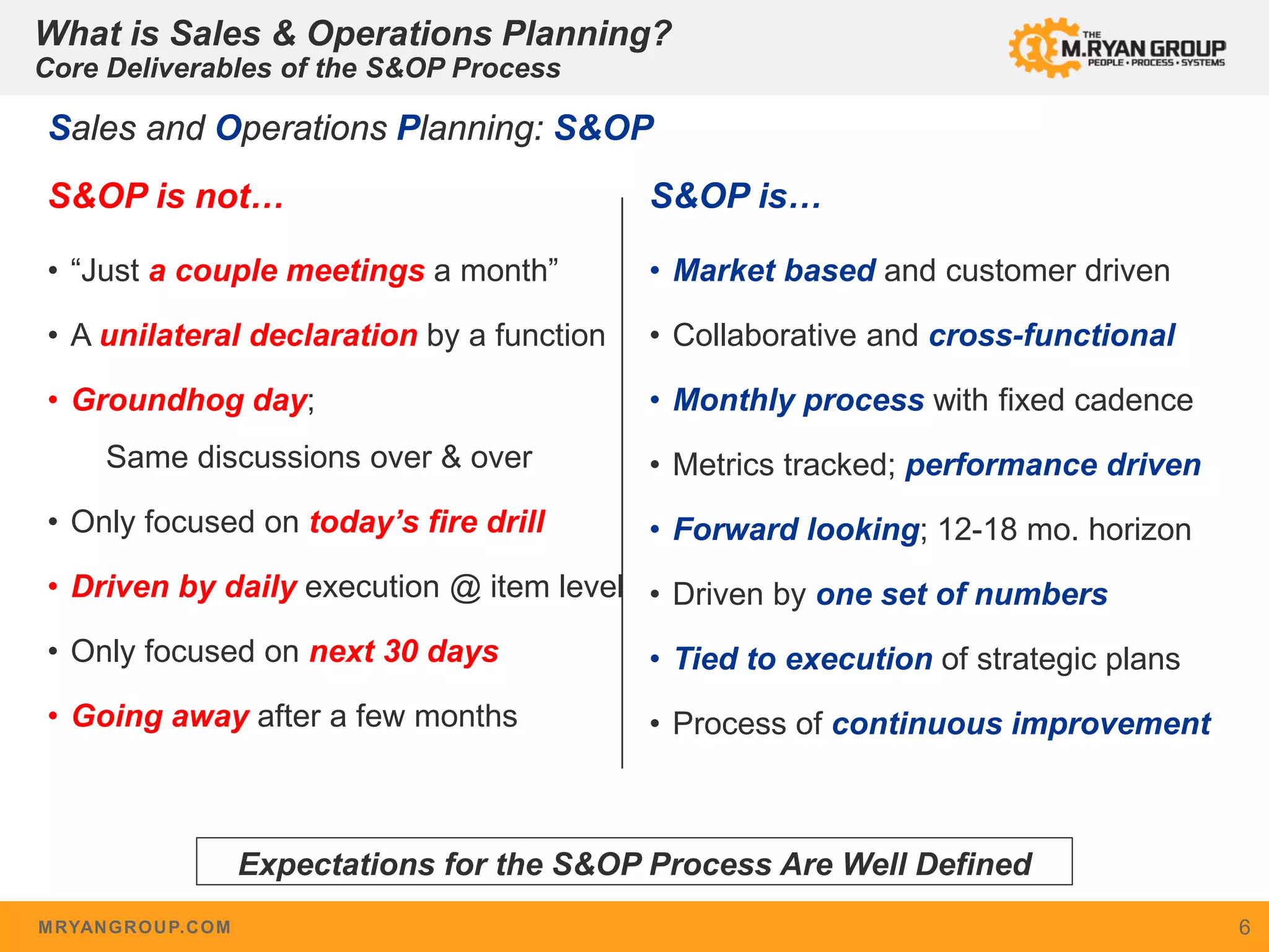 Sales and Operations Planning (S&OP) Overview | PDF