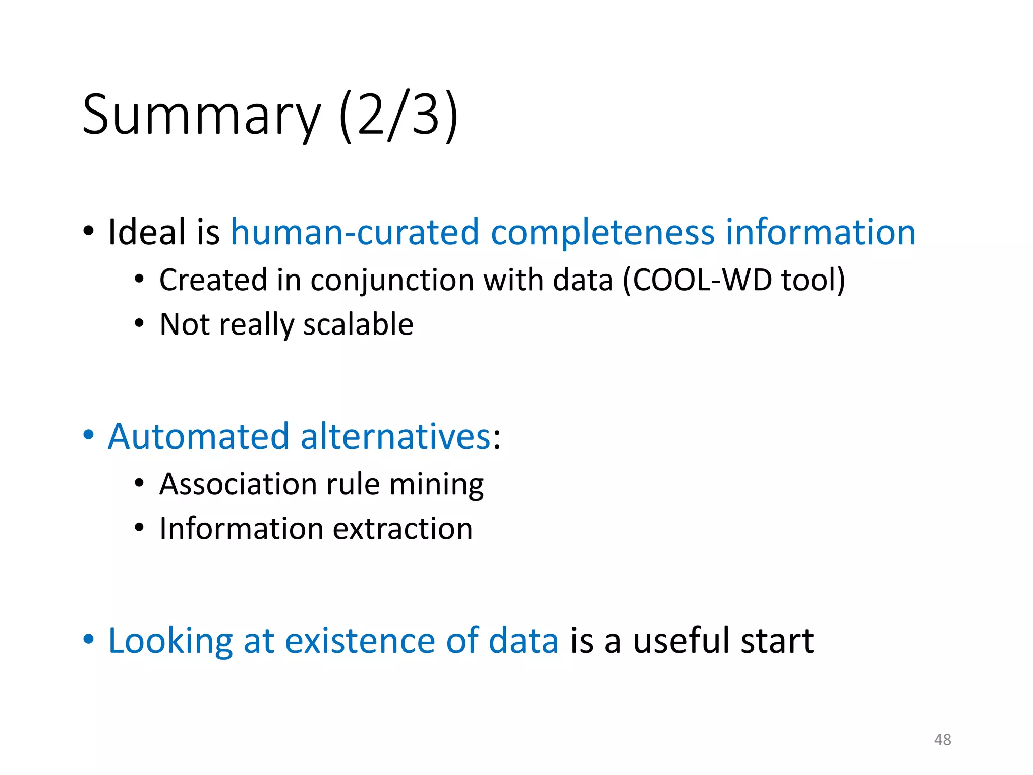 What knowledge bases know (and what they don't) | PPTX