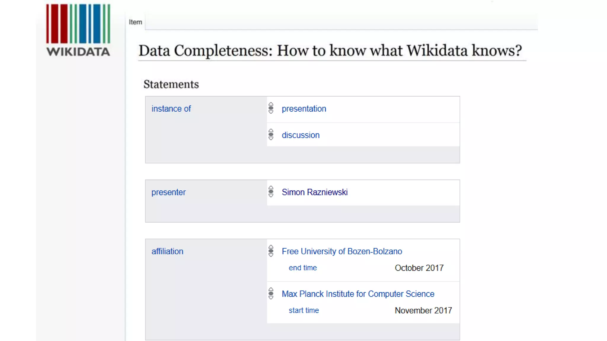 Data completeness: How to know what Wikidata knows? | PPTX | Web ...