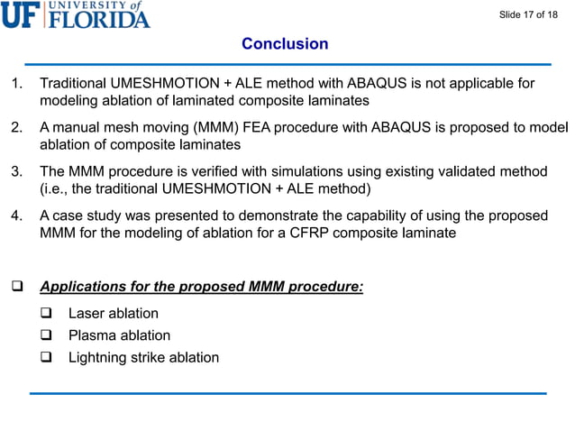 Verification of a Manual Mesh Moving Finite Element Analysis Procedure for Modeling Ablation in ...