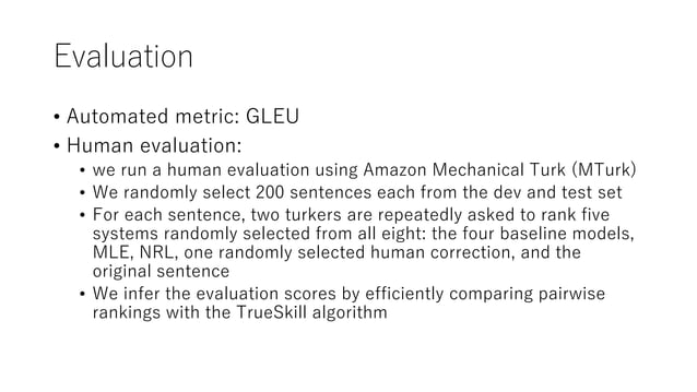 Grammatical Error Correction with Neural Reinforcement Learning | PPT